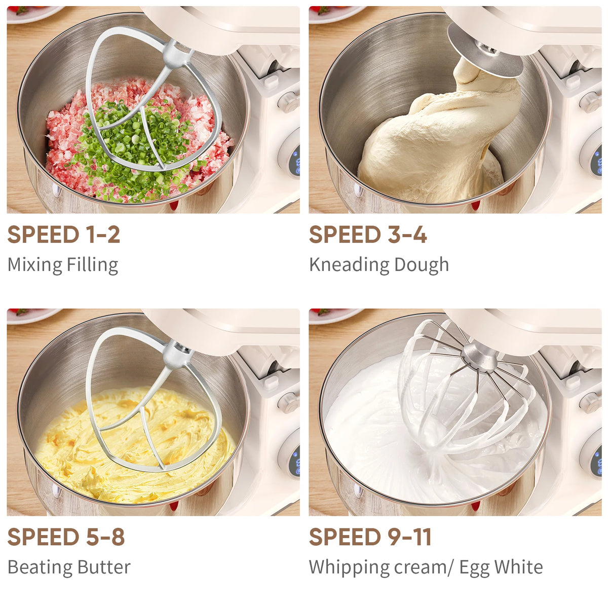 BioloMix Kitchen Food Stand Mixer, 1200W 11-Speeds DC Motor, Digital O ...