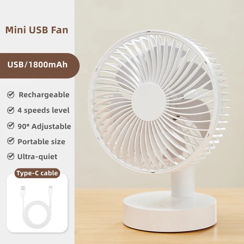 Mini USB Table Fan 4 Speeds Portable Desktop Table Cooling Fan Powered ...