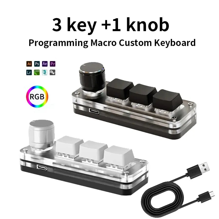 Macro Mechanical Keyboard RGB Mini Gaming Custom Programming Knob Keyp ...