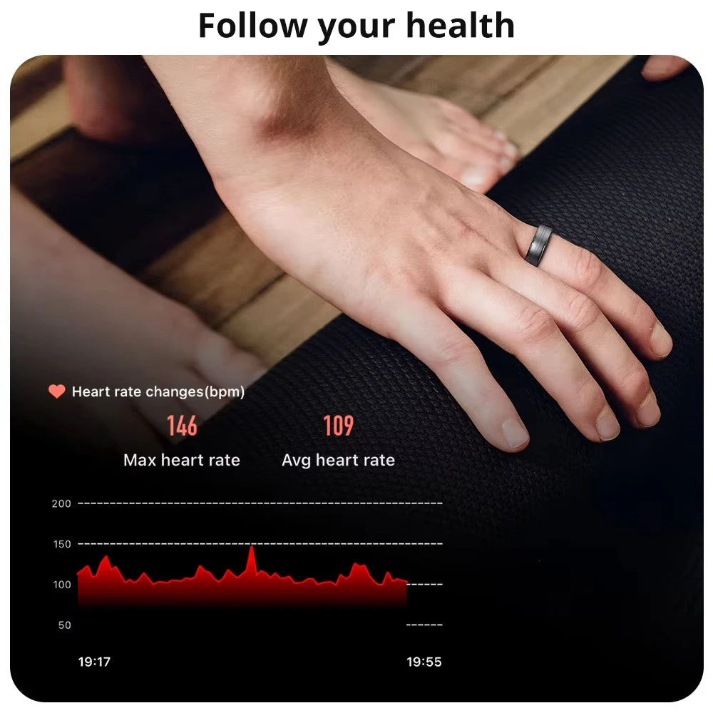 Smart Ring Heart Rate Blood Pressure Blood Oxygen Sleep Monitor Waterp ...