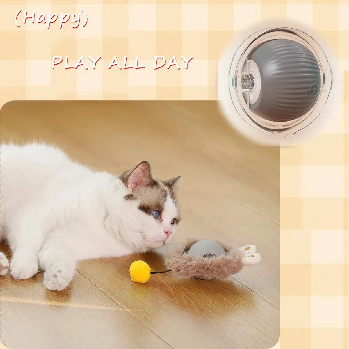 Motion-Activated Interactive Cat Ball Toy with Fast Rolling Pouch Hide ...