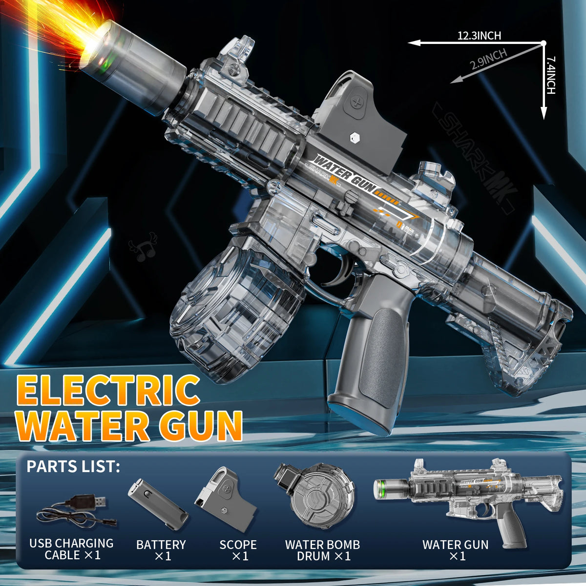 New M416 Electric Water Gun With light Sprays Flame Effect Continuousl ...