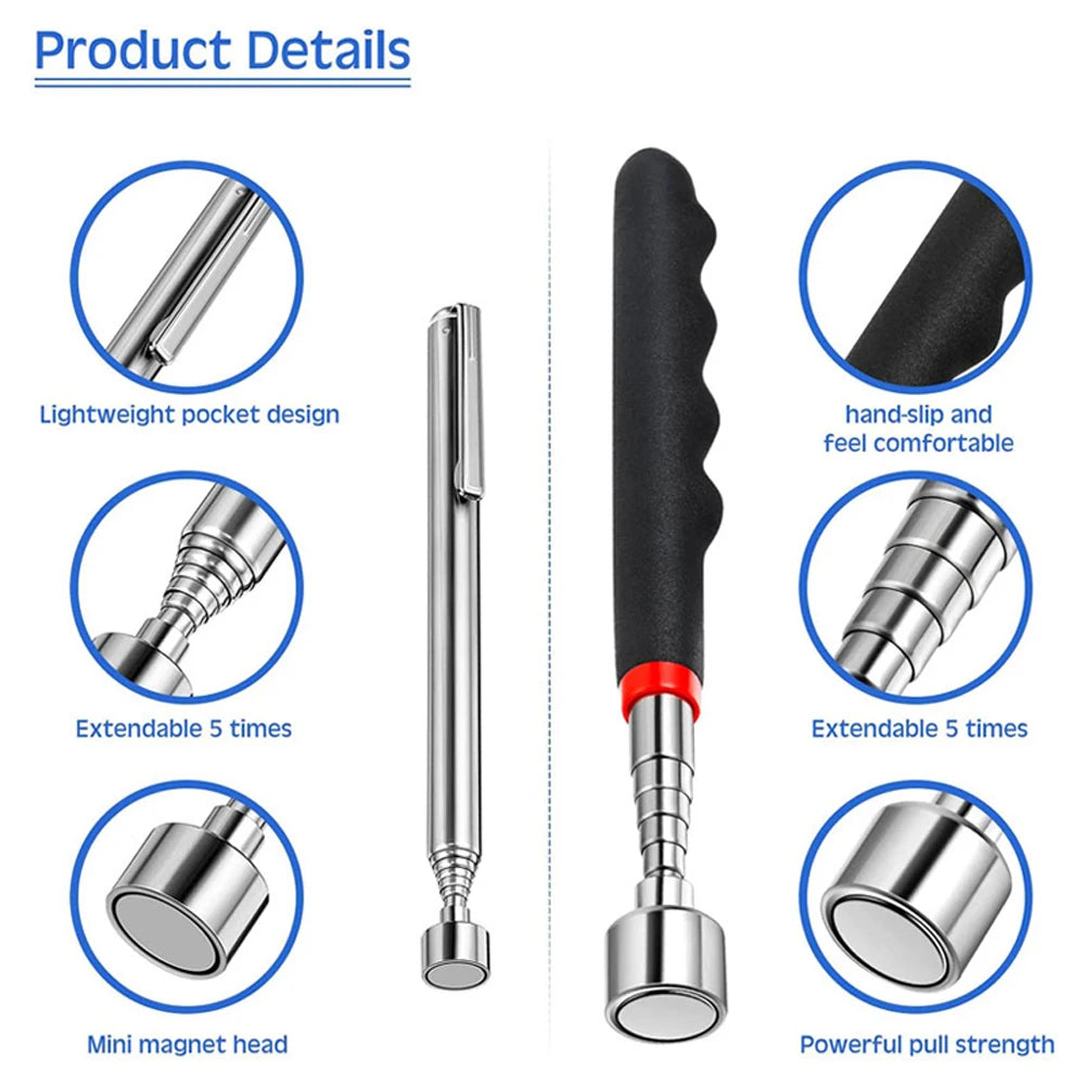 Extendable Pickup Rod Stick，Magnetic Picker Mini Portable Telescopic M ...