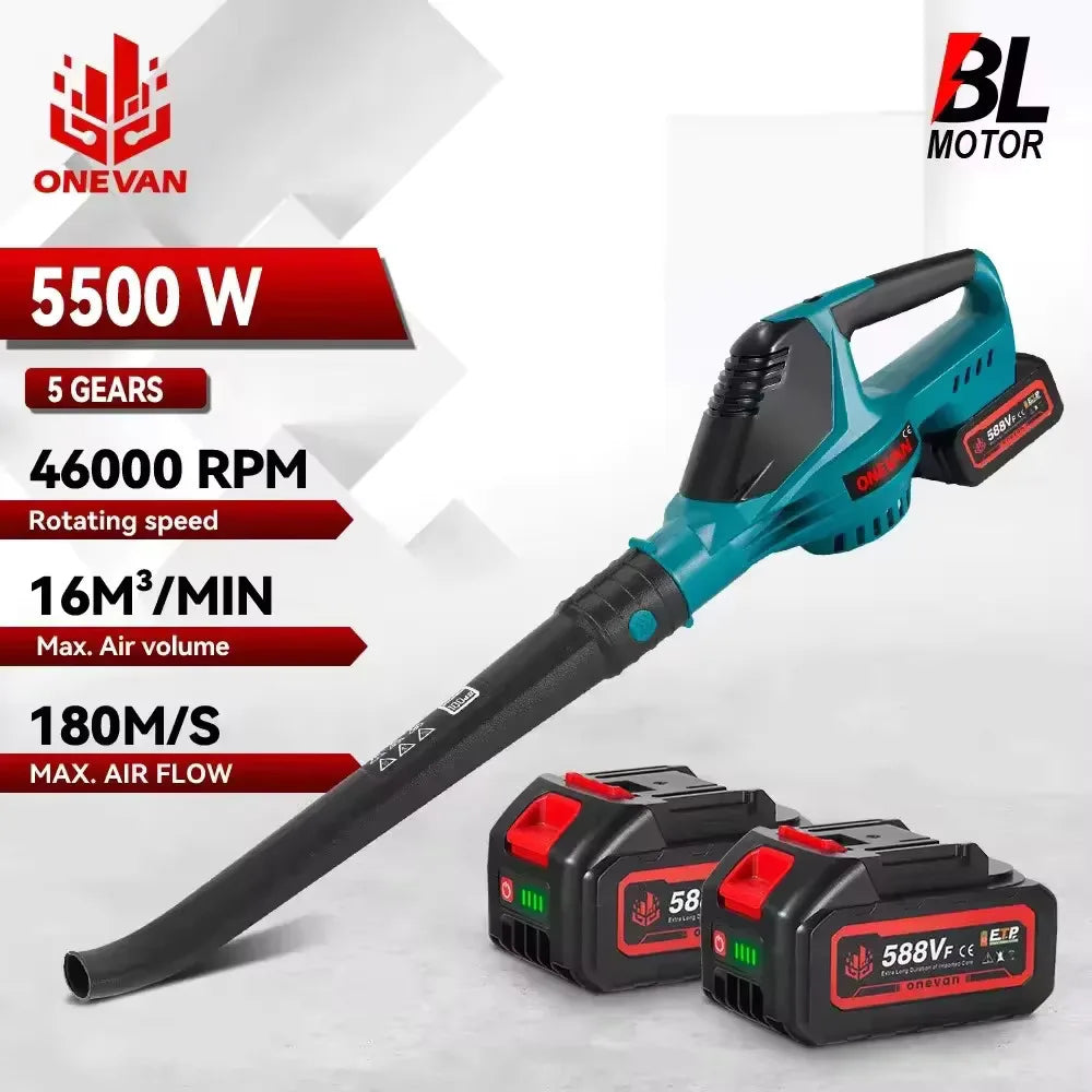 ONEVAN 5500W Brushless Electric Air Blower Cordless Leaf Blower Fallen ...