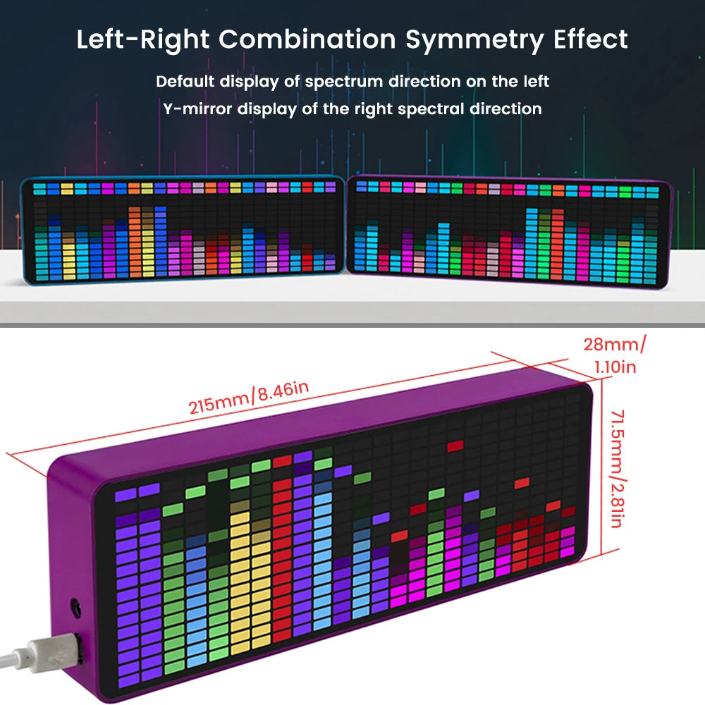 LED Music Spectrum Rhythm Display Voice Control Level Indicator Dazzli ...