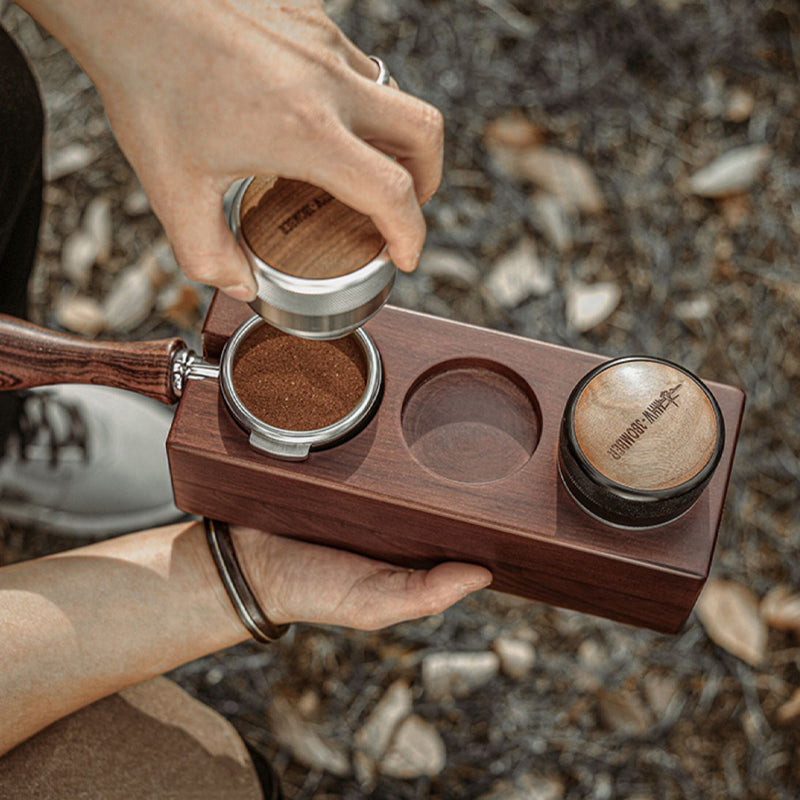 Coffee Handle Bracket Storage Pressure Powder Hammer Solid Wood Base F ...