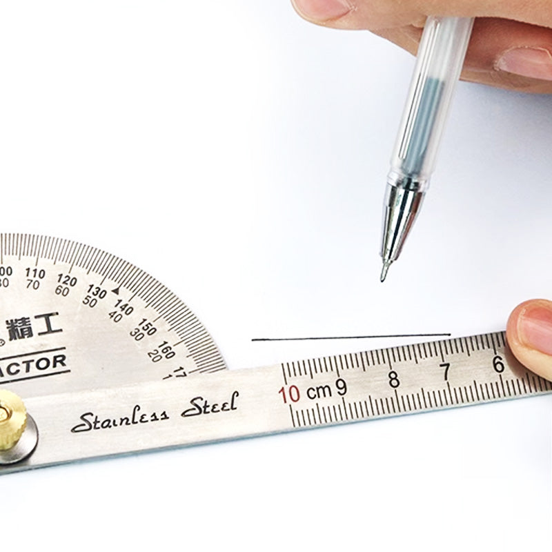 Universal Adjustable Angle Semicircle Scale Steel Protractor Ruler Rot ...